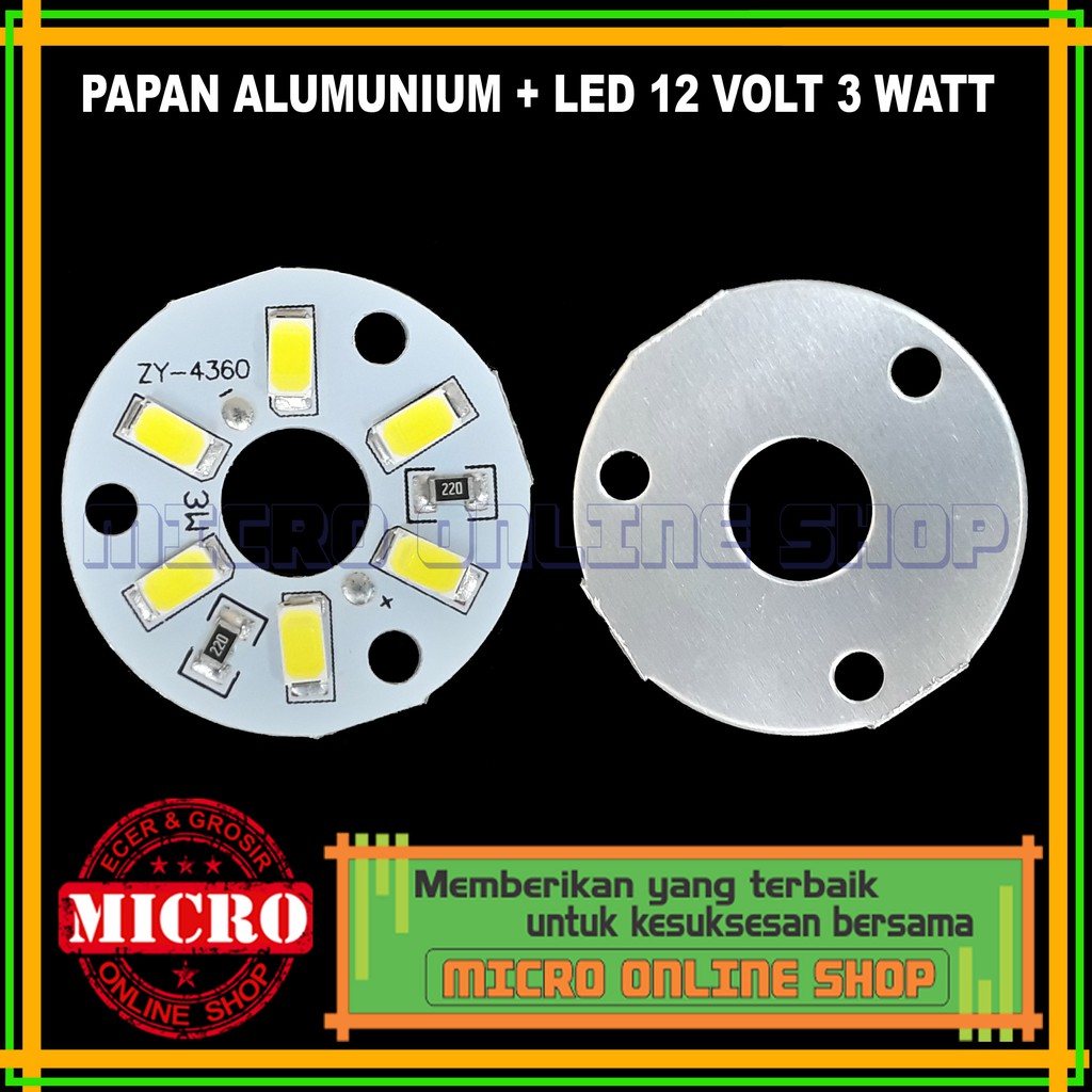 Jual Papan Alumunium + LED 3 Watt DC 12 Volt 240mA Lampu LED SMD 5730 ...