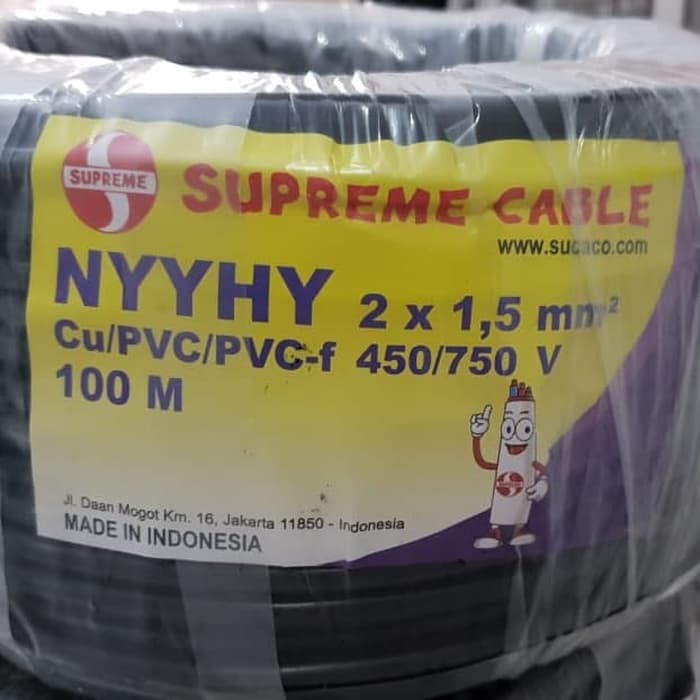 Jual Kabel NYYHY 2 x 1.5 mm Supreme Hitam 1 Roll 50 meter NYYHY 2 x 1,5 mm Indonesia|Shopee ...