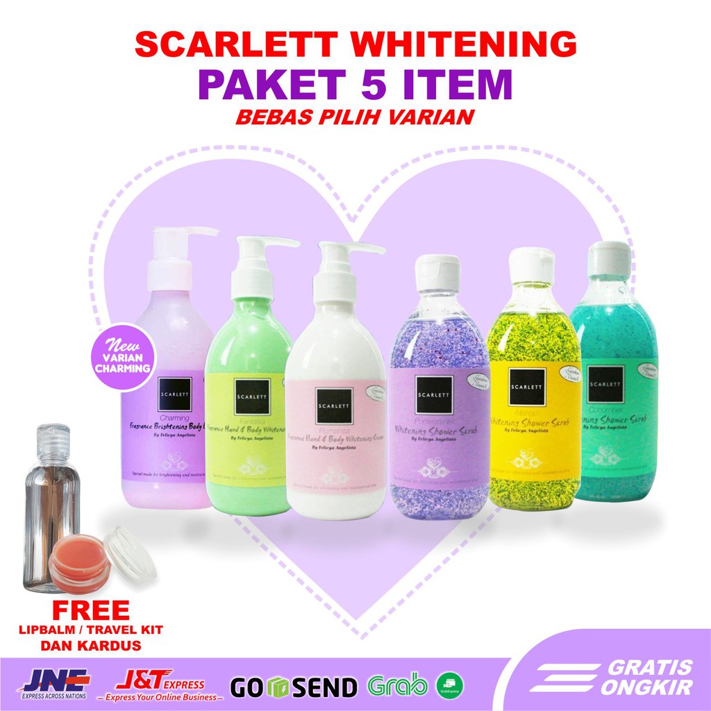 Jual Scarlett Whitening Paket 5 item (Free Pack Kardus + Gift) Scarlet ...