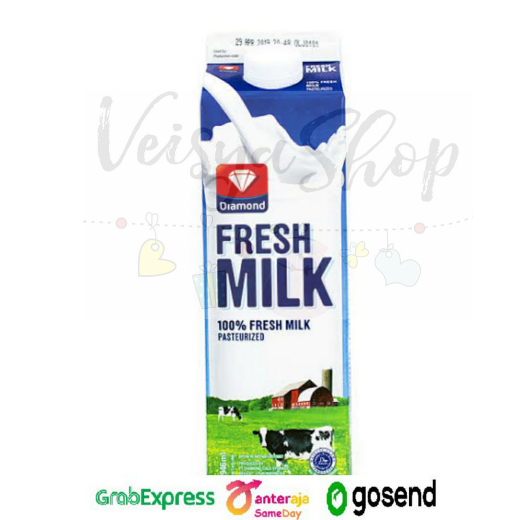 Diamond Fresh Milk Plain 1000 ml Susu Segar 1L Liter 1 L 946ml 946 ml ...