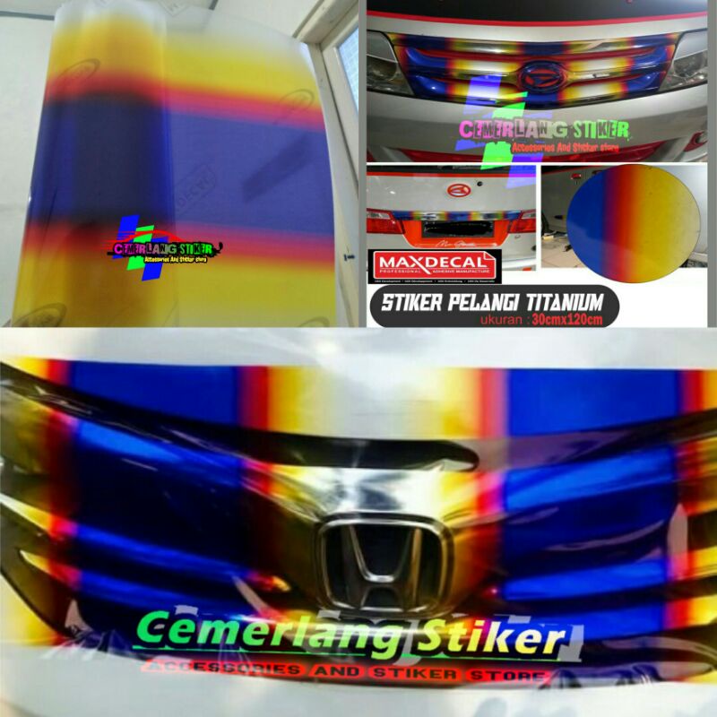Jual Sticker JDM MOTIF TITANIUM GRILL MOBIL / Stiker pelangi titanium ...