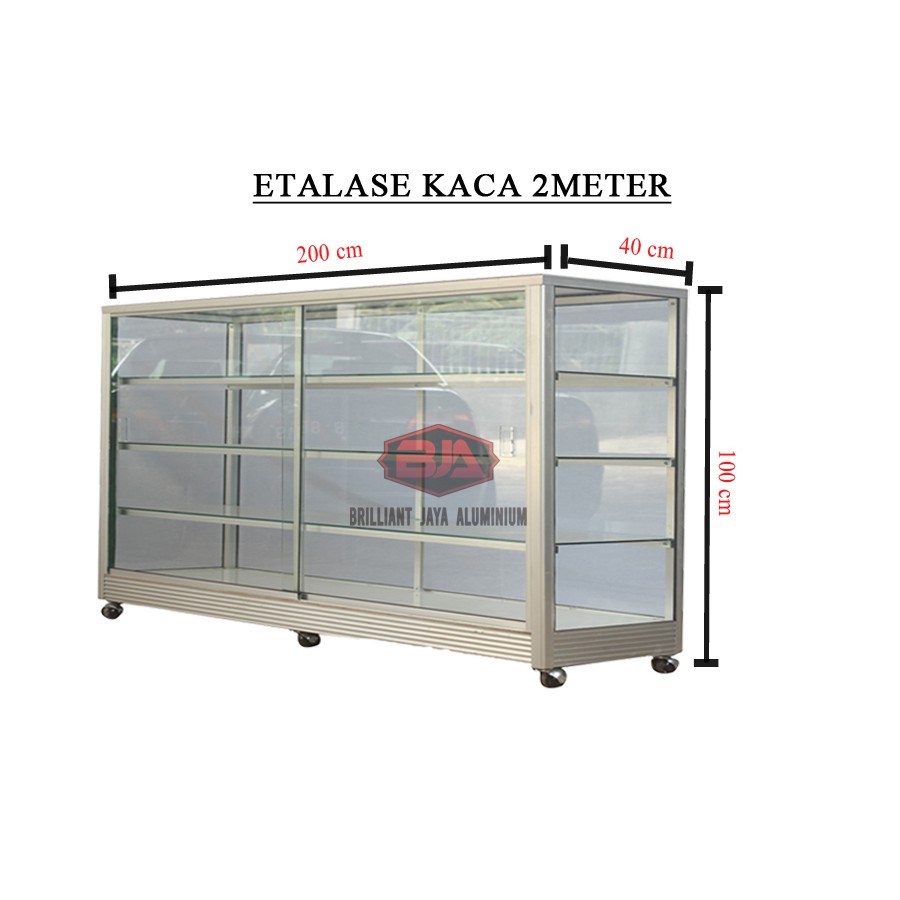 Jual Etalase Kaca 2 Meter / Bahan Tebal / Ukuran 2 Meter Indonesia ...