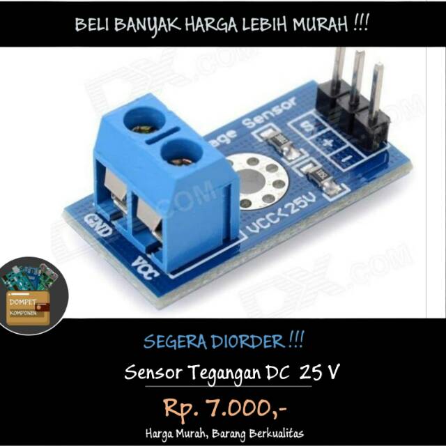 Jual SENSOR TEGANGAN VOLTAGE SENSOR DC 0-25V ARDUINO / RASPBERRY PI ...