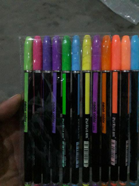 Pen warna warni neon color 12 warna - bolpen warna warni highlighter ...