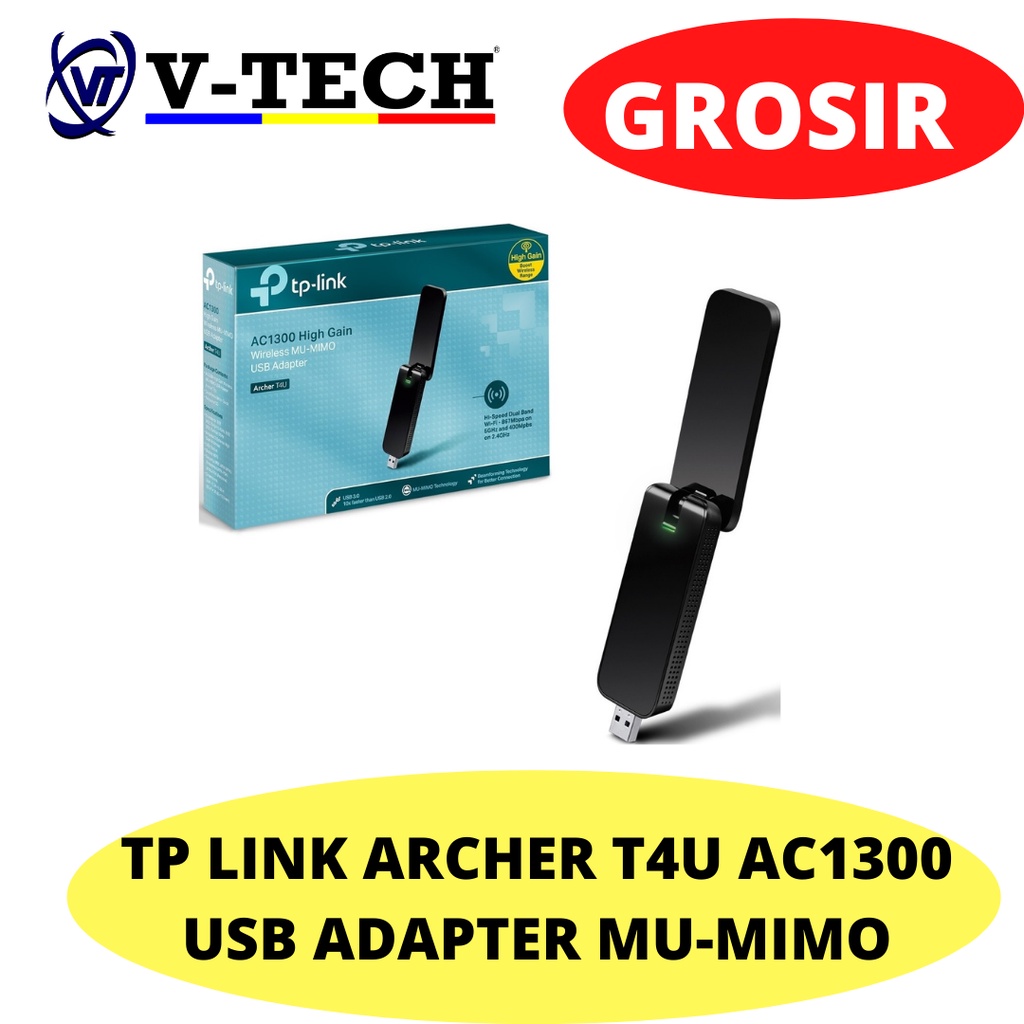 Jual TP LINK ARCHER T4U AC1300 USB ADAPTER MU-MIMO | Shopee Indonesia