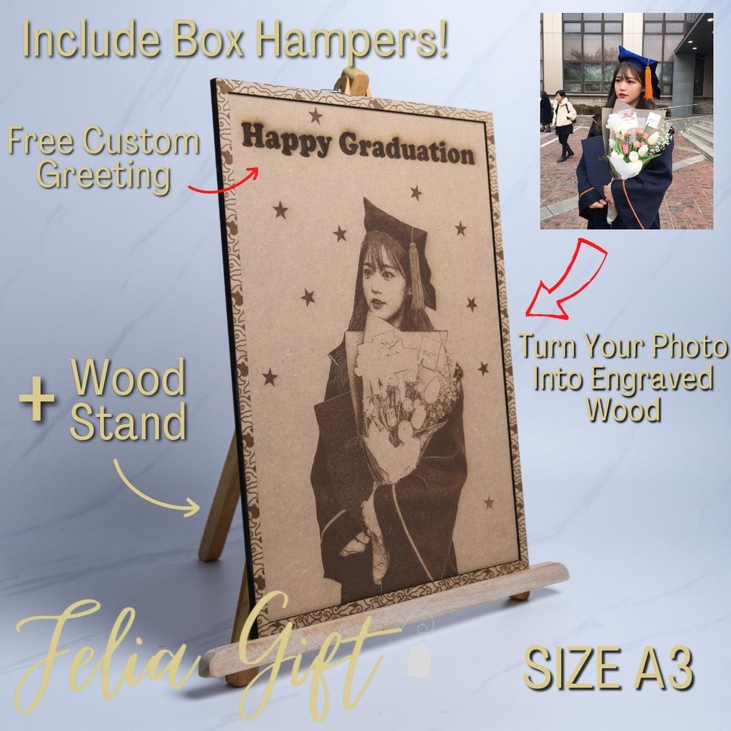 Jual Engraved Wood Frame A3 - Grafir Figura Kayu Foto Custom Size A3 ...