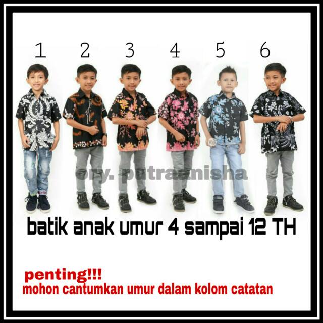 Jual Batik Anak Motif Padi / Hem Batik Anak Usia 4 sampai 12 tahun ...