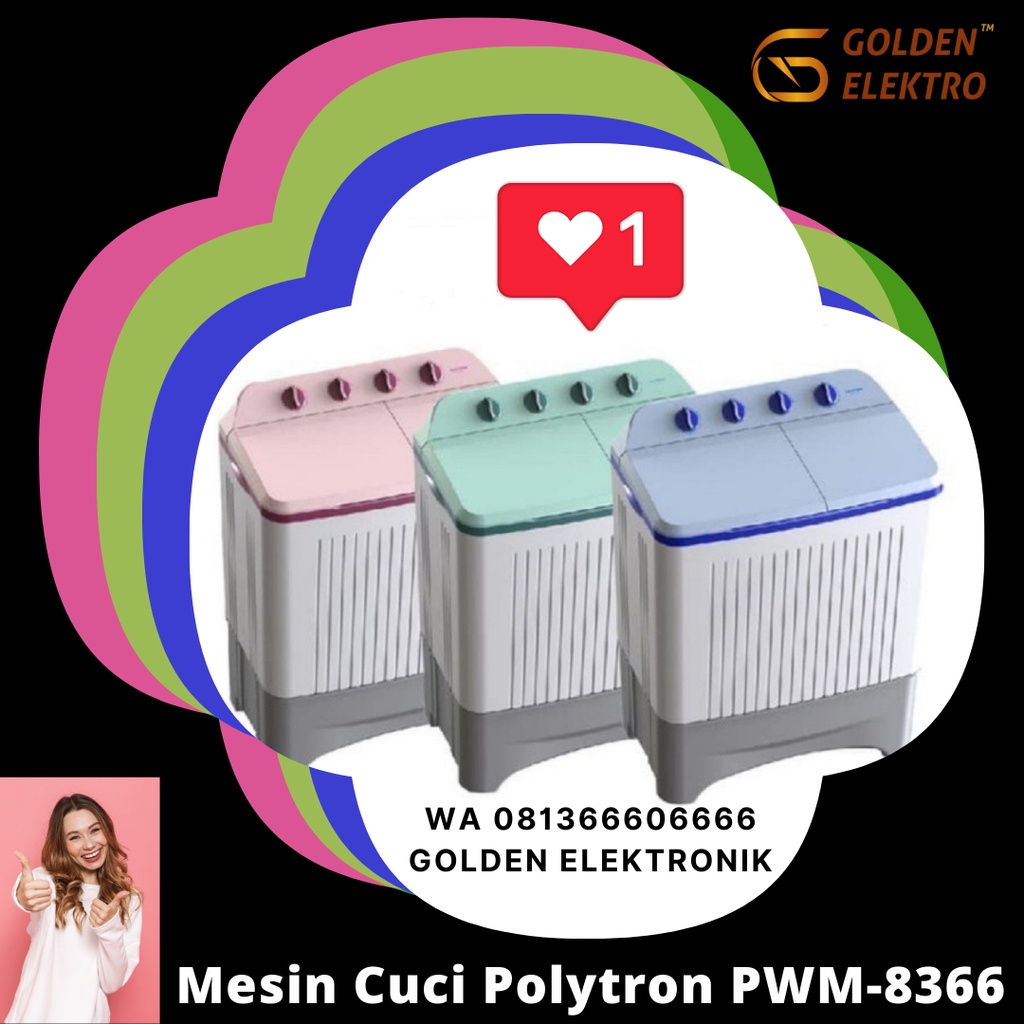 Jual MESIN CUCI POLYTRON PWM-8366 PWM 8366 PWM8366 8KG 2 TABUNG ...