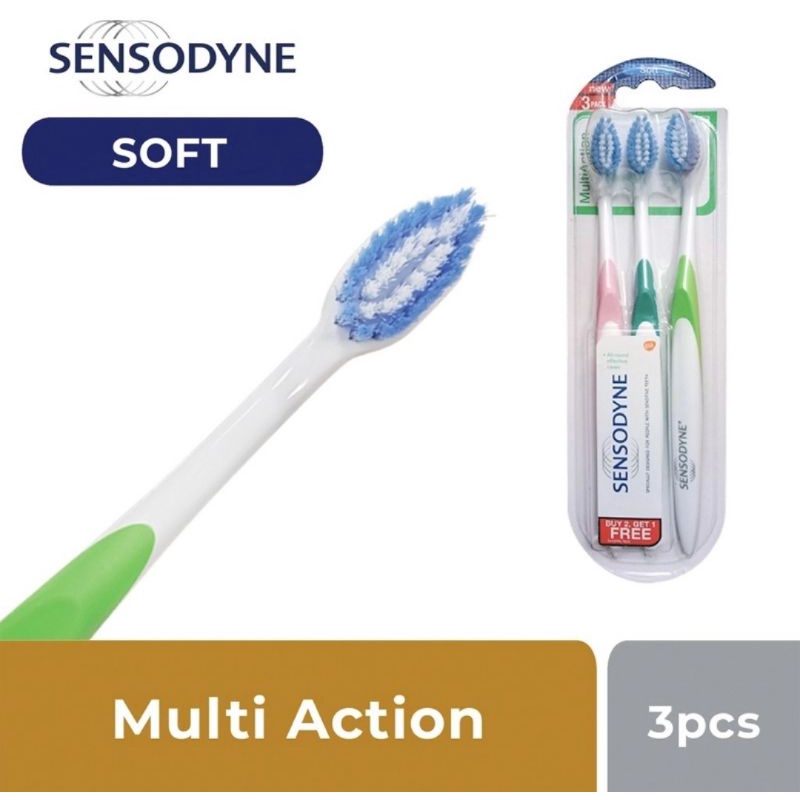 Jual SENSODYNE Sikat Gigi Multiaction Soft 3pcs | Shopee Indonesia