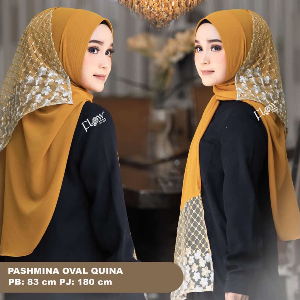 Jual Jilbab Pashmina Oval Pad Quina Ceruti Ori Flow | Shopee Indonesia