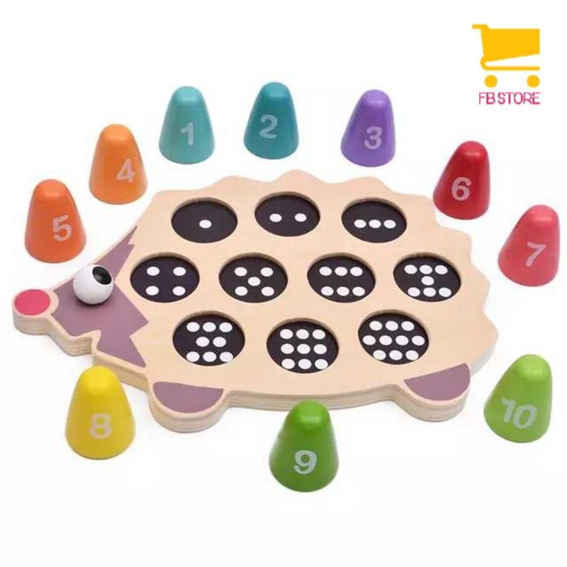 Jual Wooden Hedgehog Balance Number Matching Kids Educational ...