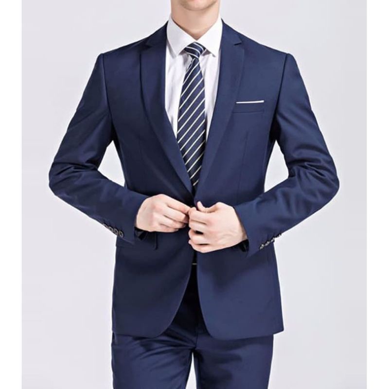 Jual Jas Pria Biru Navy, Jas Formal, Jas Kantoran | Shopee Indonesia