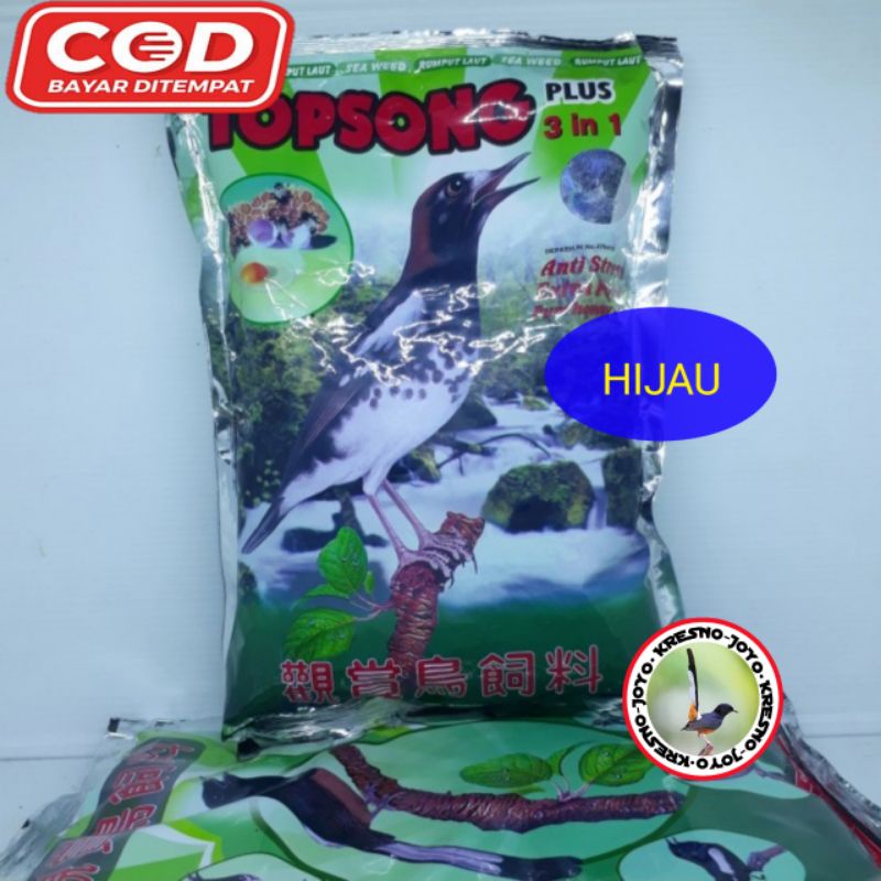 Jual VOER TOPSONG HIJAU PUR PAKAN BURUNG TOP SONG HIJAU SEAWEED RUMPUT ...