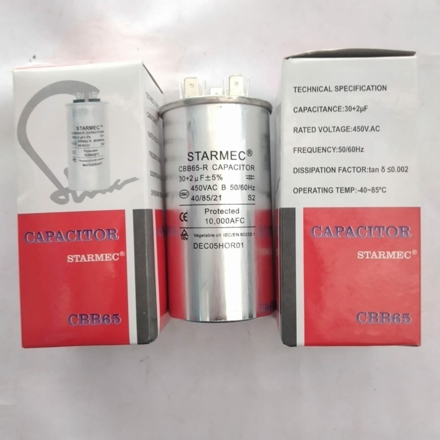 Jual Kapasitor AC 30 + 2 UF / Capacitor AC 30 + 2 Mikro Merk Starmec ...