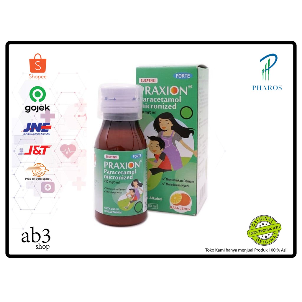 Jual Praxion Forte syrup Paracetamol 250mg/ 5ml Isi 60ml / Obat Demam ...