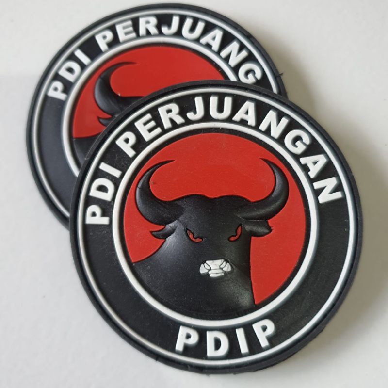 Jual patch rubber logo pdi perjuangan bulat 3D timbul - rubber patch ...