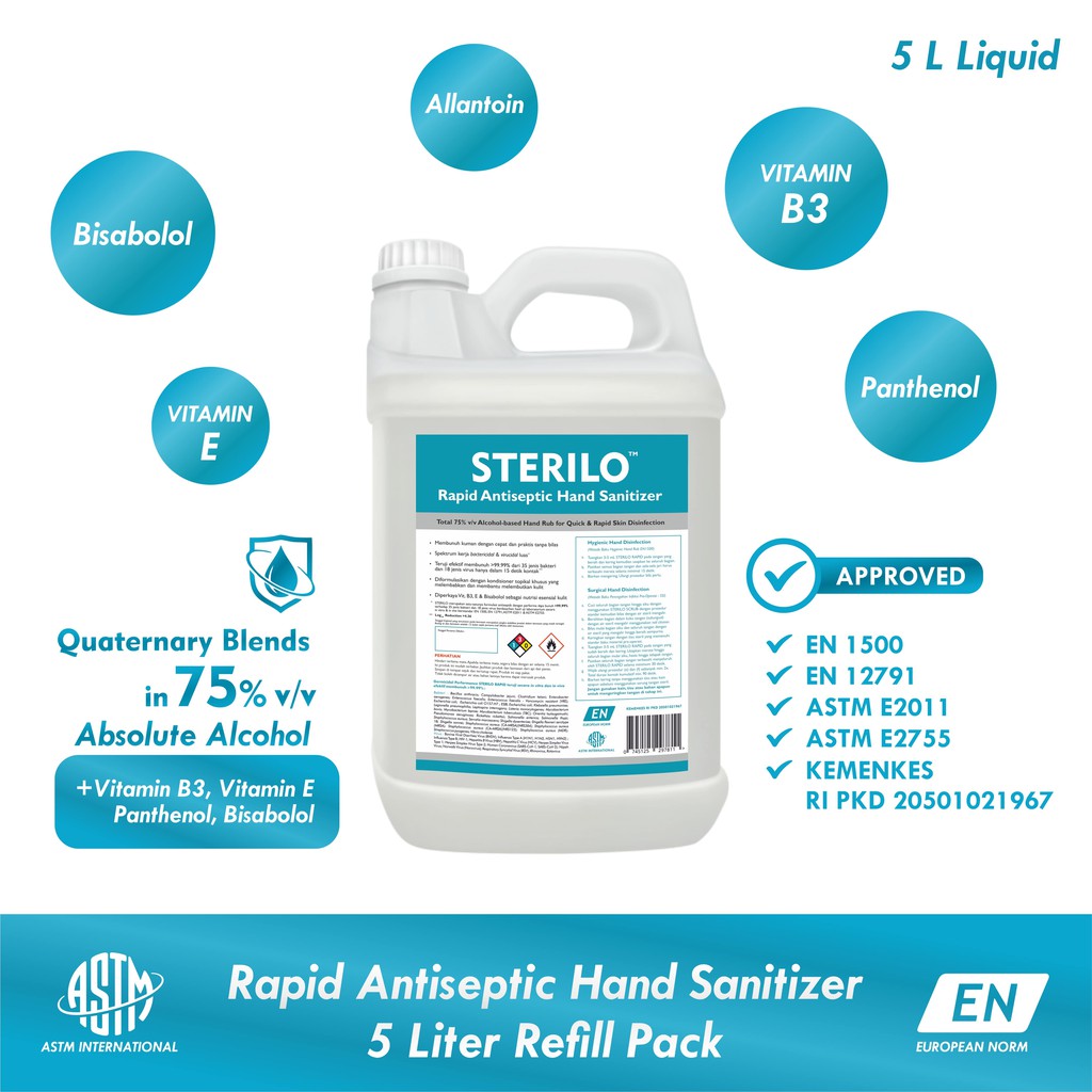 Jual Sterilo Rapid Hand Sanitizer Cair 5 Liter - Antiseptik Refill ...
