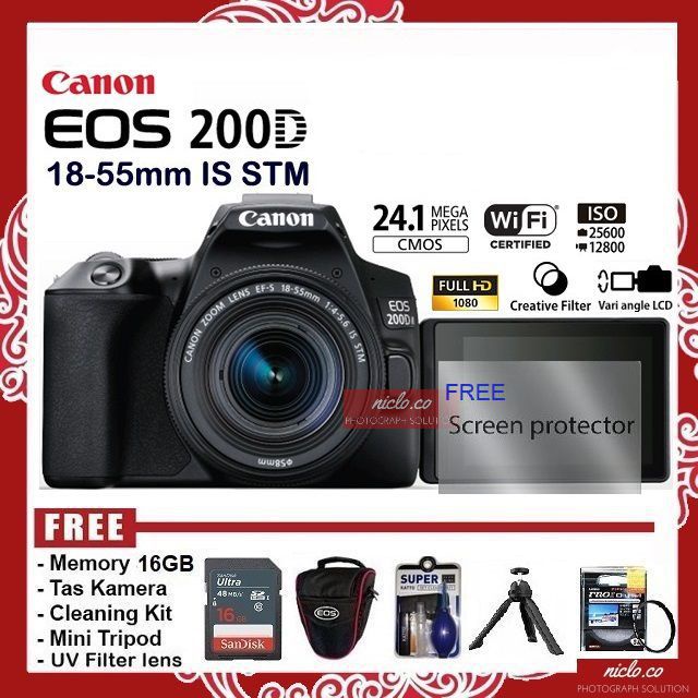 Jual [NEW] KAMERA EOS CANON 200D + LENSA KIT 18-55mm IS STM WIFI ...