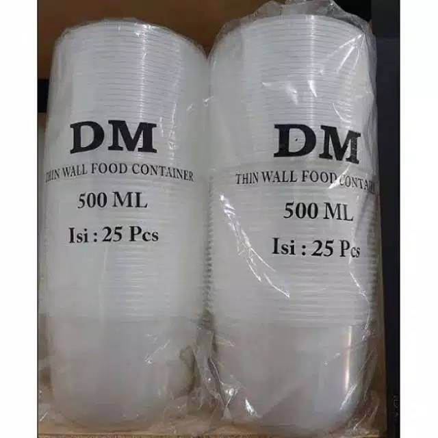 Jual DM thin wall 500 ml - food container - wadah plastik bulat isi 25 ...