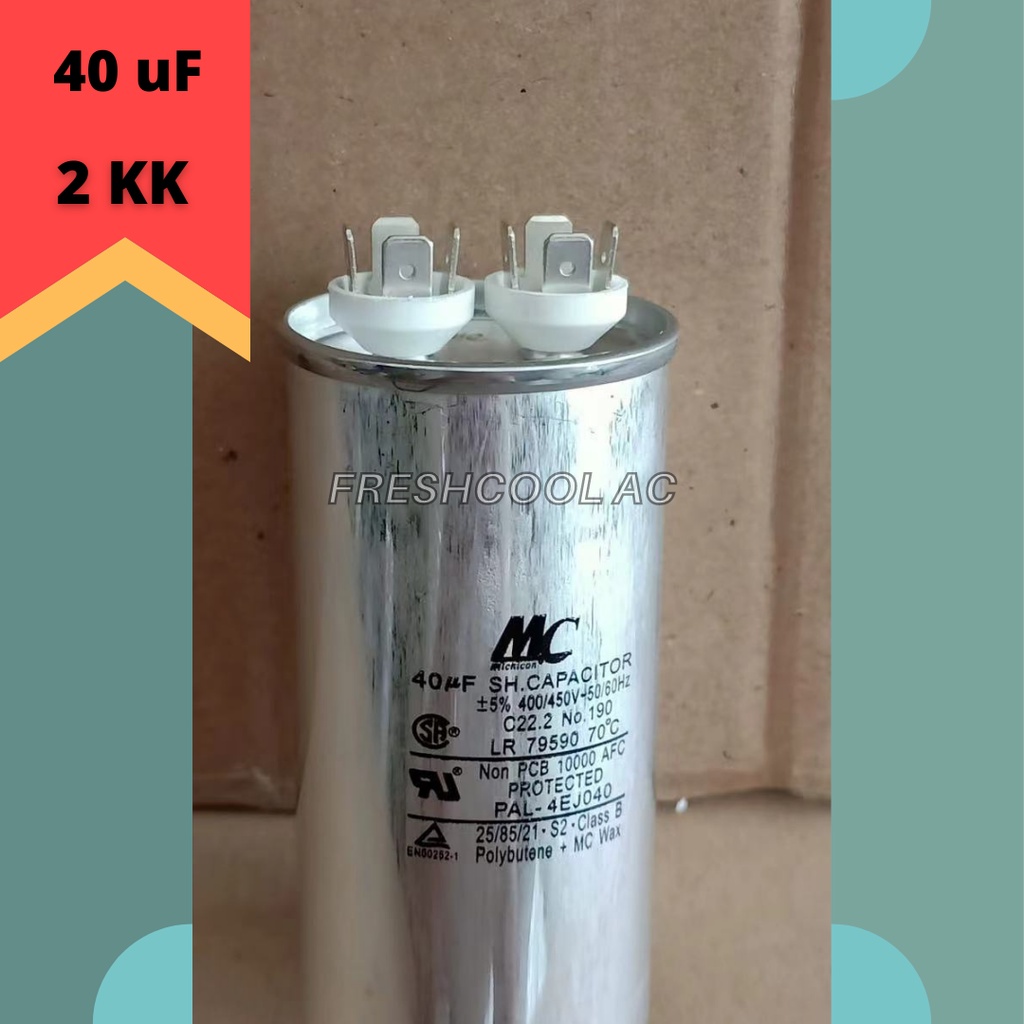 Jual KAPASITOR AC / CAPACITOR AC 40 MIKRO / 40 uF (MERK MC) | Shopee Indonesia
