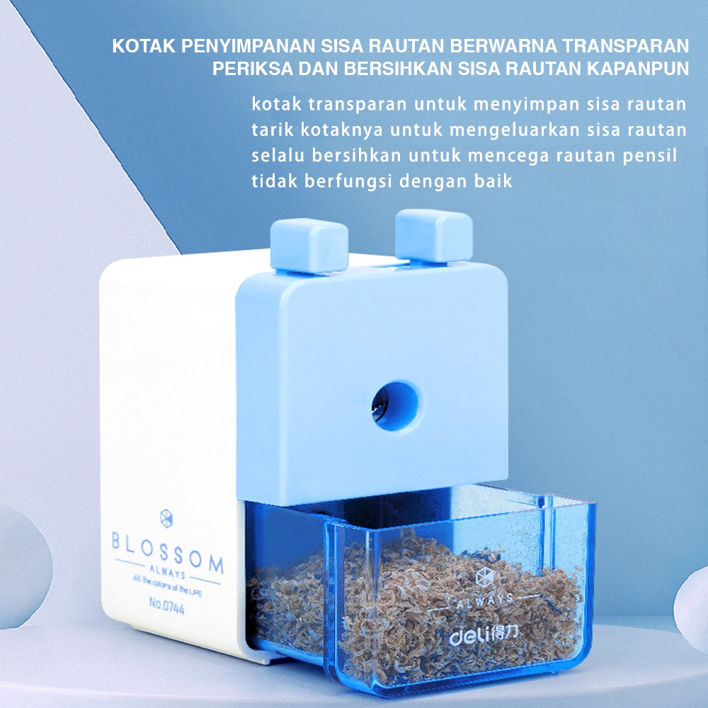 Jual Deli rautan putar / rautan meja 3 warna anti slip, pisau terbuat ...