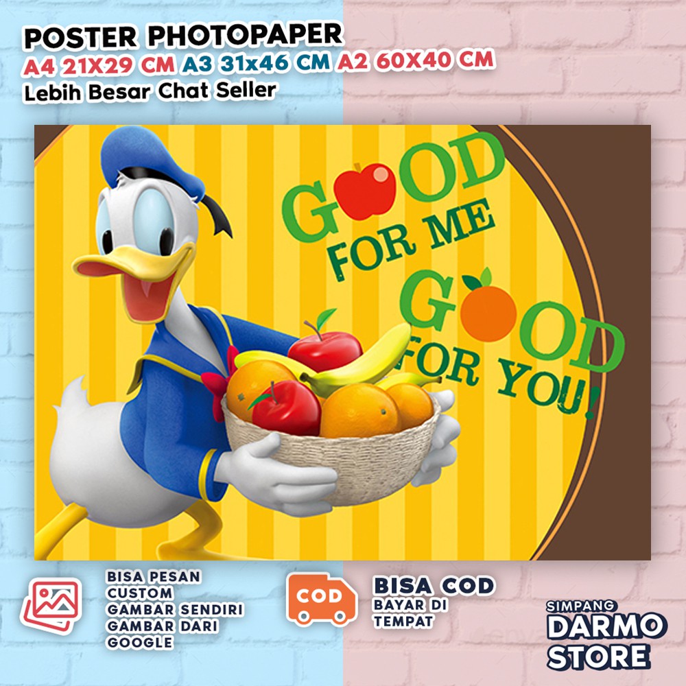 Jual Poster Donal Bebek Kartun Hiasan Dinding Anak Donald Duck Disney ...