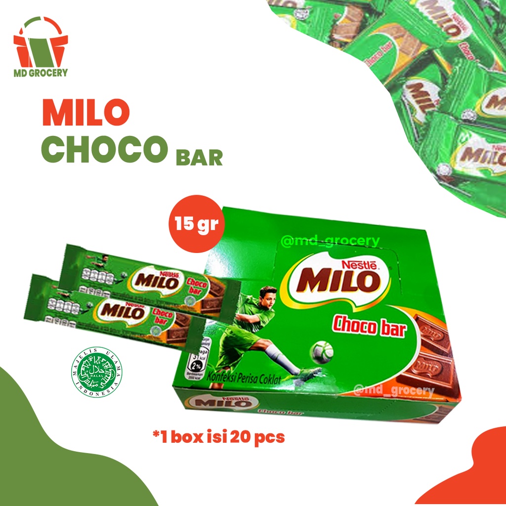 Jual Coklat Milo Choco Bar 15gr Coklat Milo Bar 1 BOX Isi 24 | Shopee ...