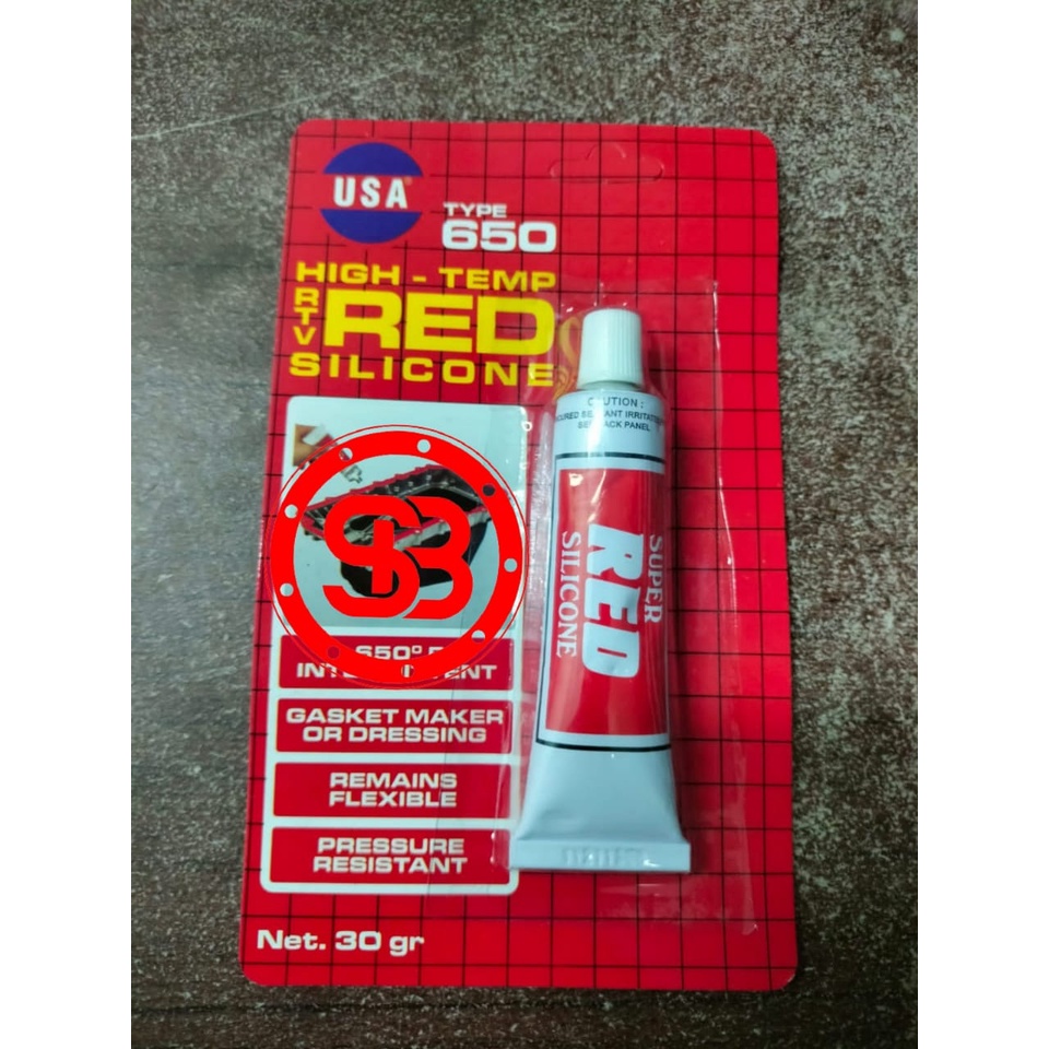 Jual LEM HIGH TEMP SILICONE USA 650 30gr SEALANT Gasket MERAH | Shopee Indonesia