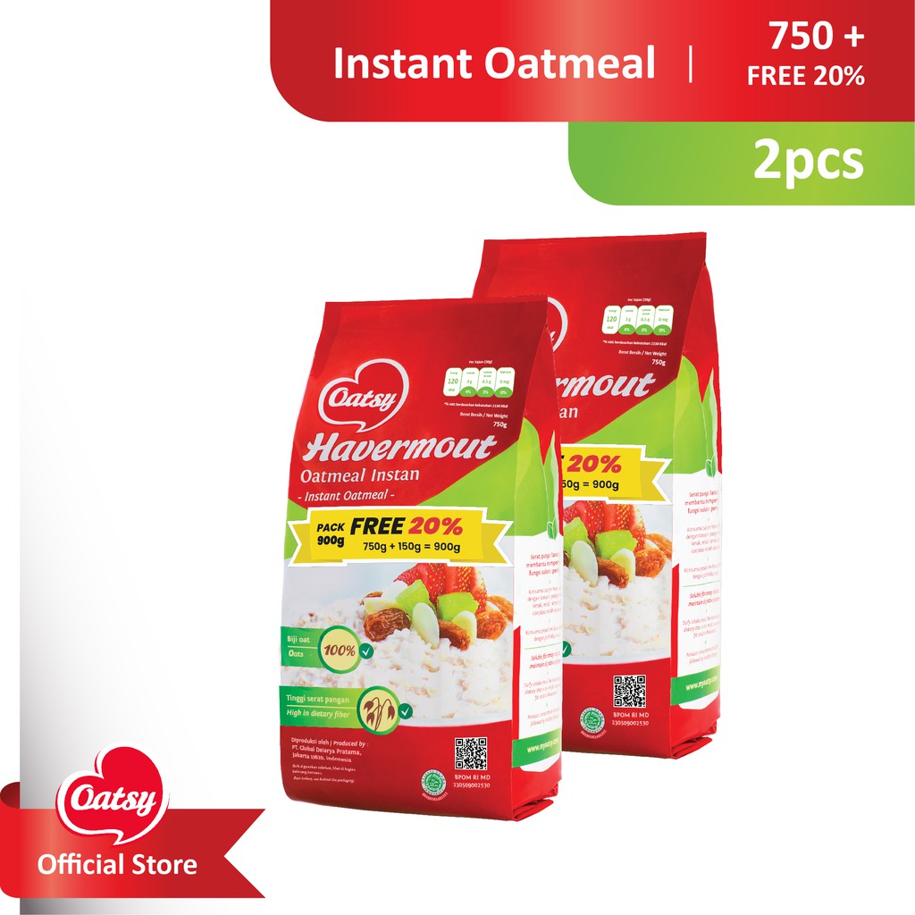 Jual OATSY Oatmeal Instant 750 Extra 20% - (Double Pack) | Shopee Indonesia