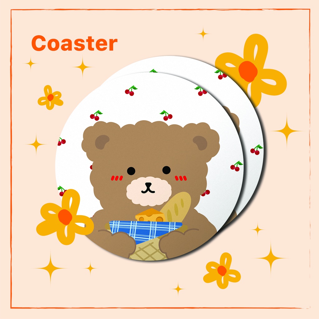 Jual Coaster Tatakan Gelas Tatakan Minuman Wooden Coaster Motif Beruang ...