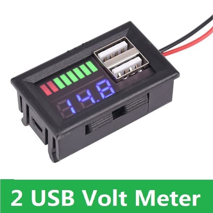 Jual Display Volt Meter Indikator Level Baterai Aki Accu Handphone 2 USB | Shopee Indonesia