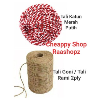 Jual 1meter Tali Merah Putih Benang hias Tali Rami Tali kotak hampers ...