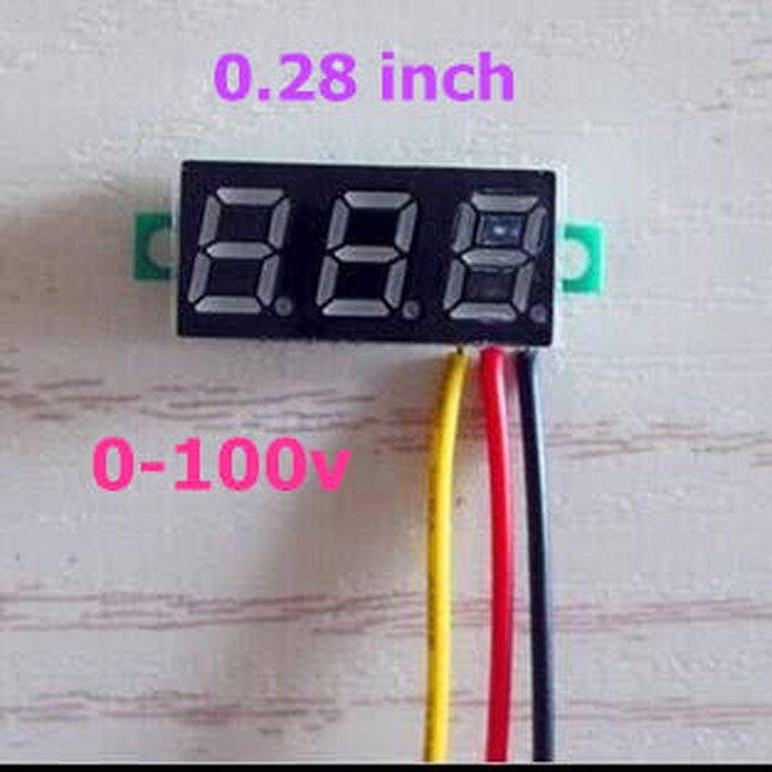 Jual voltmeter digital dc 0 - 100v volt meter 0.28" 3 kabel nyala merah | Shopee Indonesia