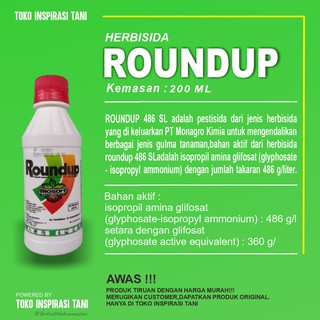 Jual Roundup Herbisida Obat Pembasmi Rumput Liar 200ml/Obat Pertanian ...