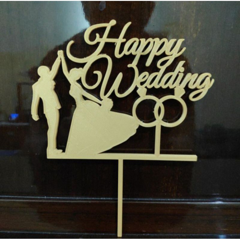 Jual Cake Topper Happy Wedding 1 - 3D Print | Shopee Indonesia