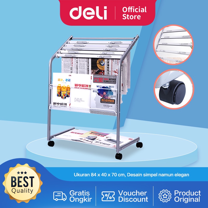Jual Deli Magazine Rack / Rak Koran & Majalah Alumunium 84 cm Desain ...
