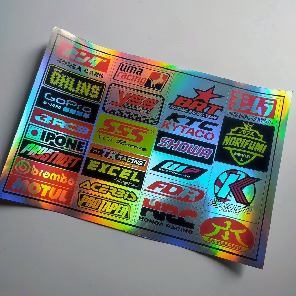 Jual Stiker Pack Racing Stiker Sponsor Stiker Helm Bahan Hologram ...