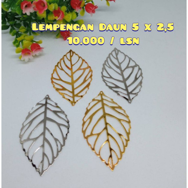 Jual Lempengan Daun 5cm Gold & Silver Chram Daun Besi Lempengan Daun ...