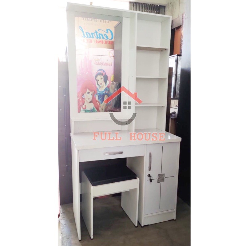 Jual meja rias meja makeup dengan kursi full putih murah | Shopee Indonesia