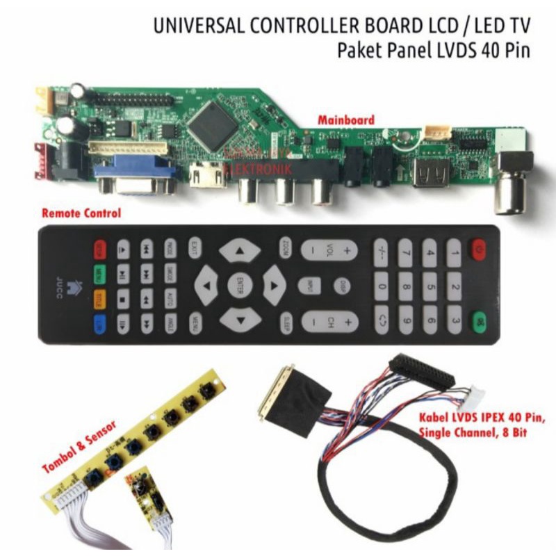Jual Universal LED TV board Controller - Paket khusus Panel LED laptop ...