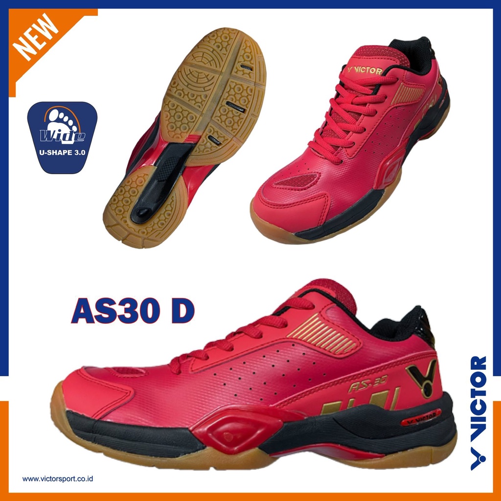 Jual Sepatu Badminton Victor Original AS30 D Red /Black/Gold | Shopee ...
