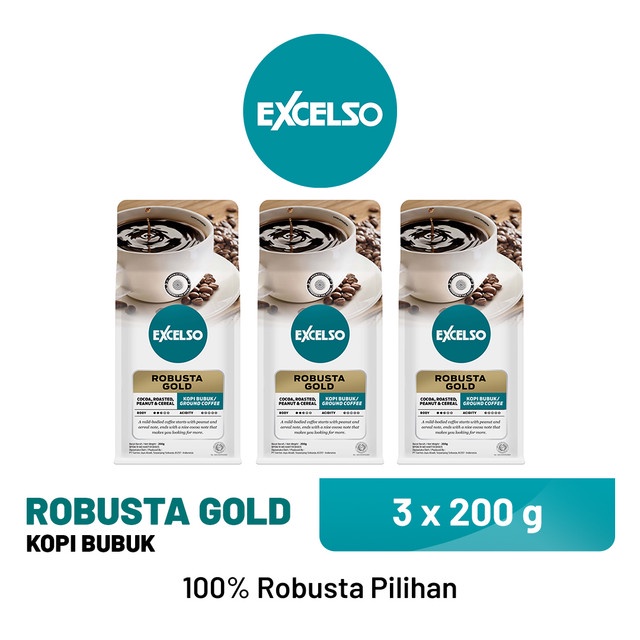 Jual EXCELSO Robusta Gold - Bubuk Kopi 3 x 200 gr | Shopee Indonesia