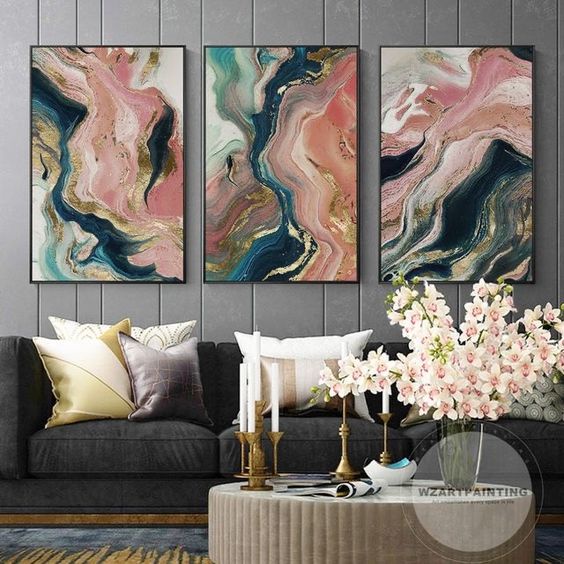 Jual lukisan abstrak 3 panel | Shopee Indonesia