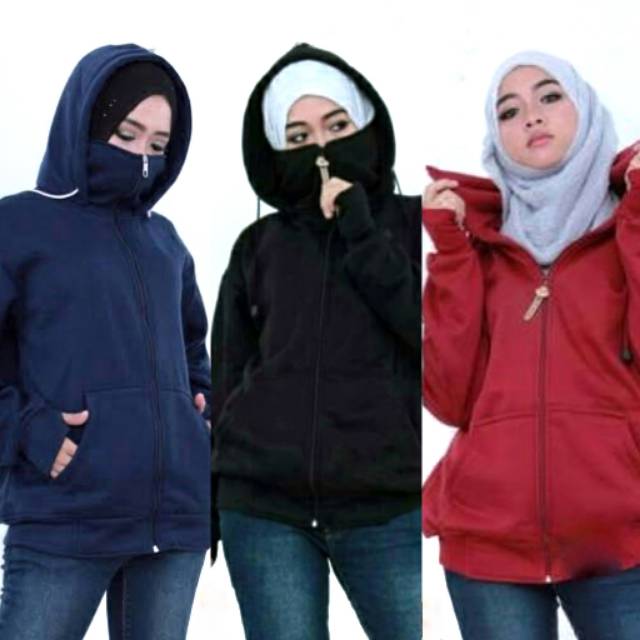 Jual Jaket Wanita Dengan Masker Anti Droplet Corona/Jaket Ninja ...