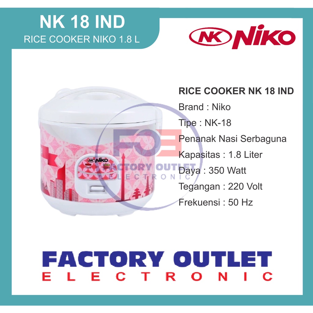 Jual NIKO NATIONAL RICE COOKER NK-18 1,8L | Shopee Indonesia