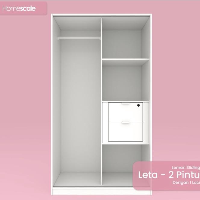 Jual Lemari Sliding Door Leta 2 Pintu Ukuran 100 X 60 X 180 Cm | Shopee ...