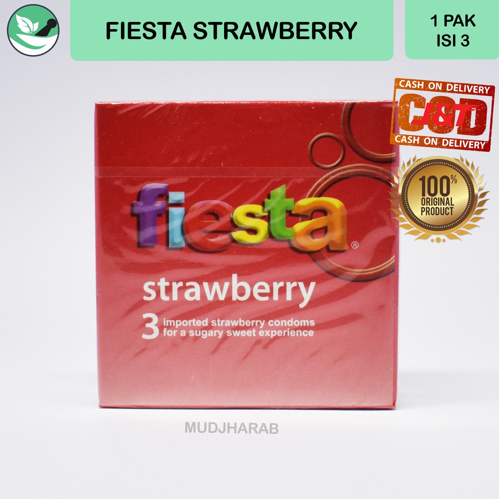 Jual KONDOM FIESTA STRAWBERRY ISI 3 ORIGINAL DENGAN TEKSTUR BERGARIS ...