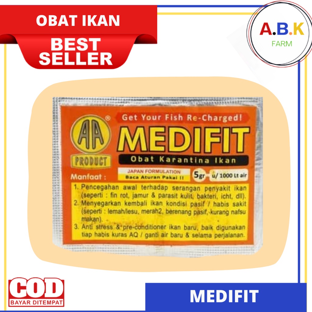 Jual Medifit obat karantina ikan fin rot jamur parasit stress koi koki ...