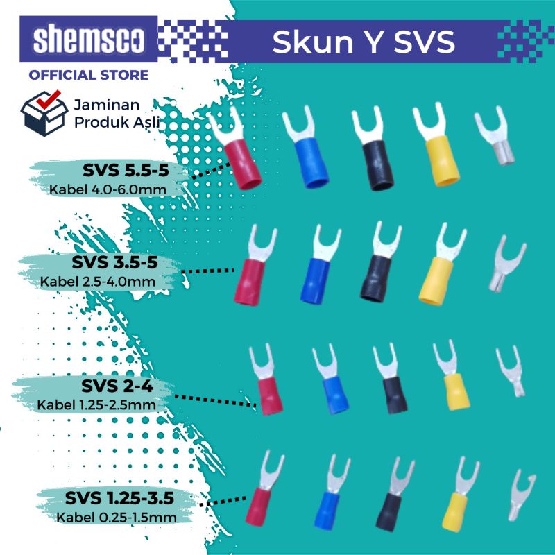Jual SVS-2-4 Kabel 1.25mm - 2.5mm Insulated Cable Lug Y Fork Skun Garpu Shemsco SYD | Shopee ...