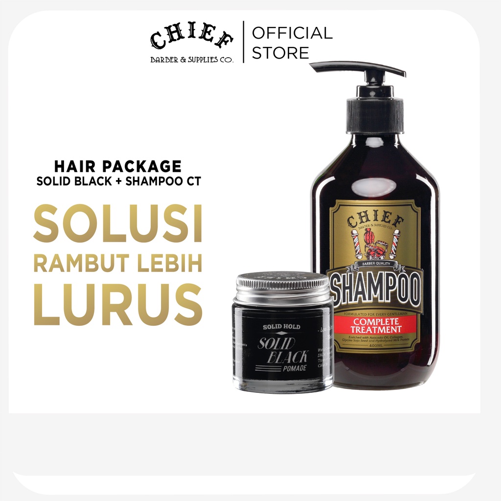 Jual CHIEF HAIR PACKAGE (Pomade Solid Black 1oz + Shampoo CT 400ml ...